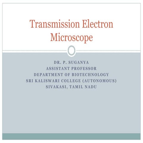 transmission Electron Microscopy (Tem) | PPTX