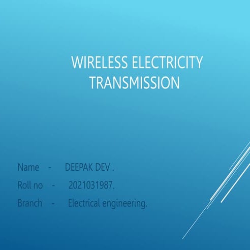 wireless transmission of electricity ppt | PPTX