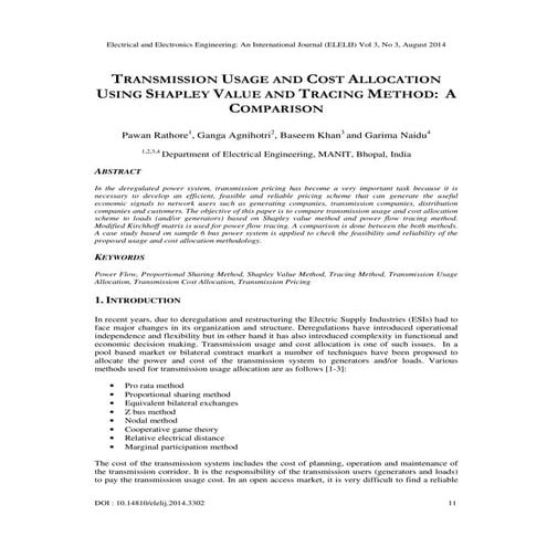 Techtransmission Usage And Cost Allocation Using Shapley Value And