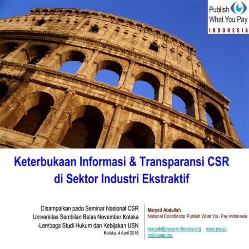 Keterbukaan Informasi dan Transparansi CSR di Sektor Industri ...