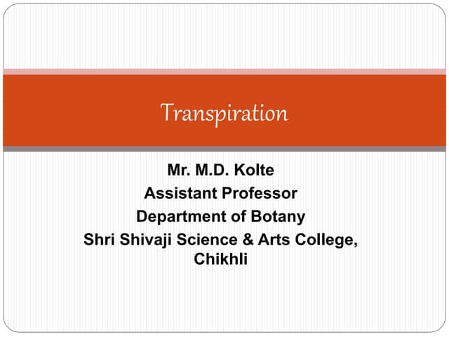 Transpiration with its types | PPTX