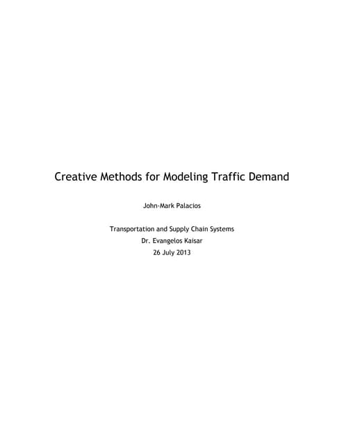 Transportation modeling and planning ( The Four-Step Model ) | PDF