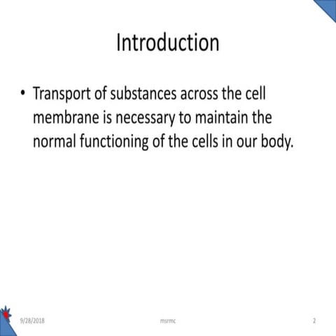 Transport across cell membrane in Physiology | PDF