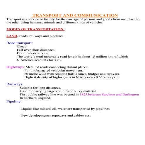 Transport and communication | PDF