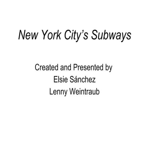 NYC Subways | PPT