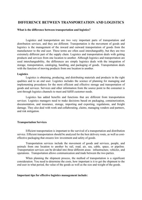 WHAT IS THE DIFFERENCE BETWEEN TRANSPORTATION AND LOGISTICS.pdf