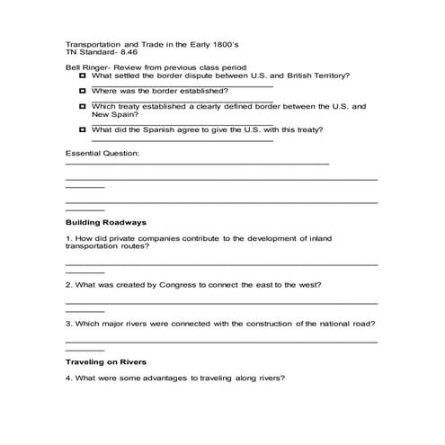 Transportation and trade in the early 1800's | PPTX