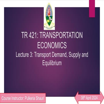 Transportation Economics (transport demand and supply) | PDF