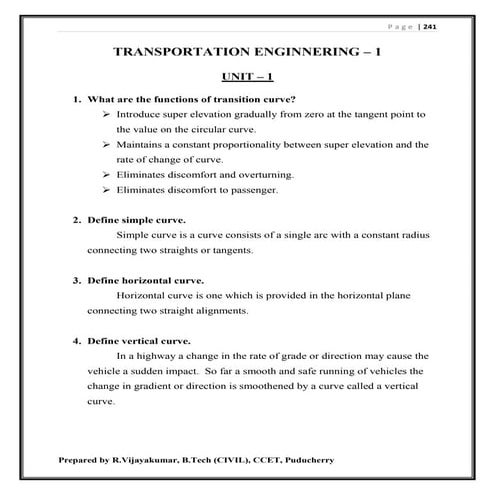 Transportation engineering 1 | PDF | Geology | Science