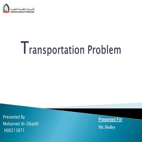 Transportation problem | PPT