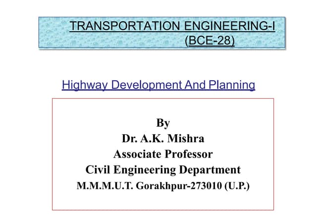 Principles of transportation engineering | PPTX