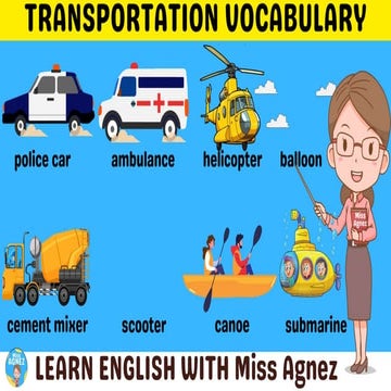 Transportation Names Vocabulary with Pictures and Sentence Samples ...