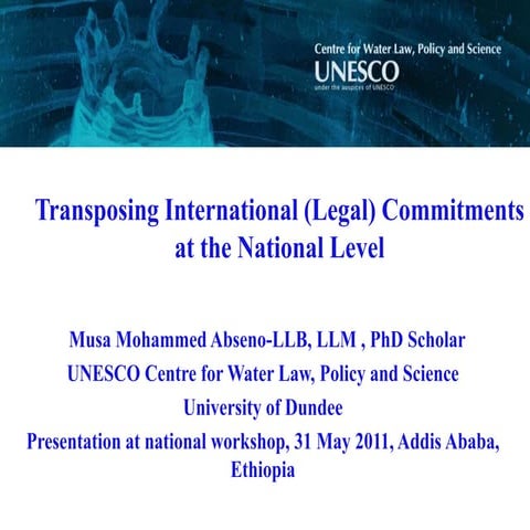 Transposing international (legal) commitments at the national level ...