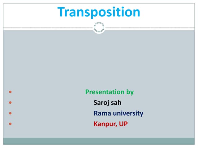 Simple & Toric Transposition | PPTX