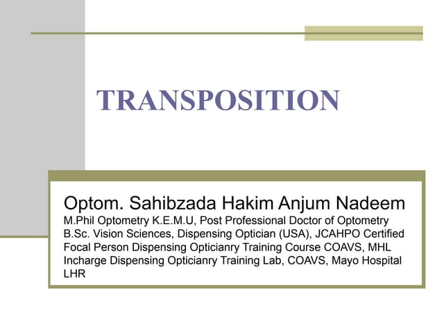 Simple & Toric Transposition | PPTX