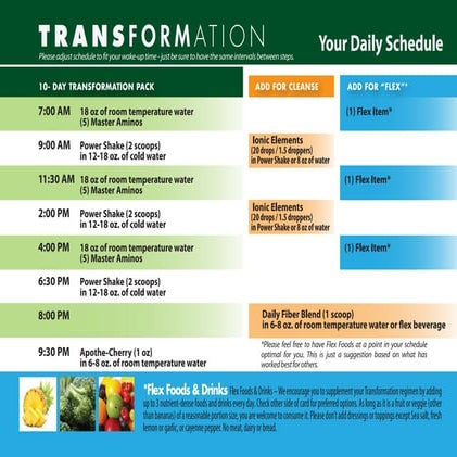 Purium 10-Day Transformation Daily Schedule | PDF