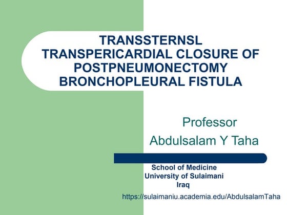 Bronchopleuralfistula | PPTX | Lung and Respiratory Health | Diseases ...
