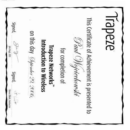 Trapeze Networks Certificate | PDF