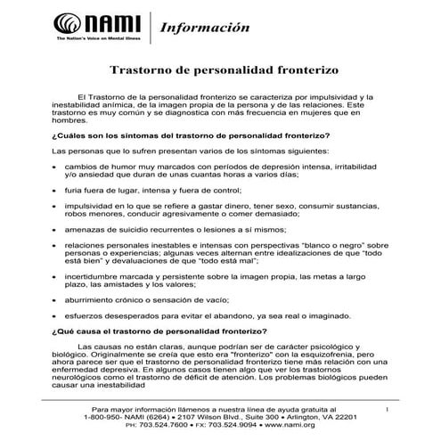 Trastorno límite de la personalidad borderline | PDF