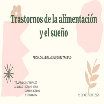 Trastornos de la alimentación y del sueño | PPTX