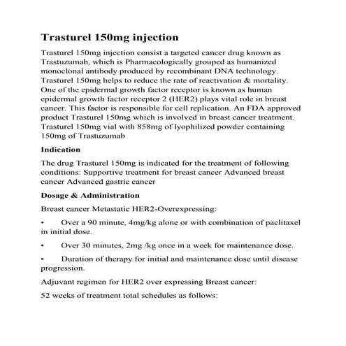 Trasturel 150mg injection | PDF