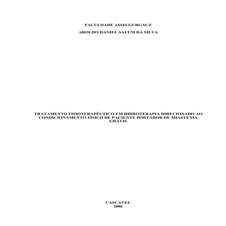 Tratamento Fisioterapeutico Em Hidroterapia Dicrecionado Ao ...