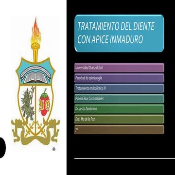 Tratamiento del diente con apice inmaduro | PPTX