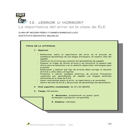 La importancia del error en las clases de ELE | PDF