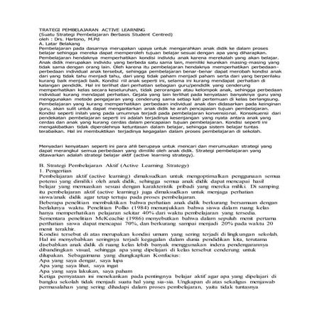 Strategi Pembelajaran Active Learning Docx