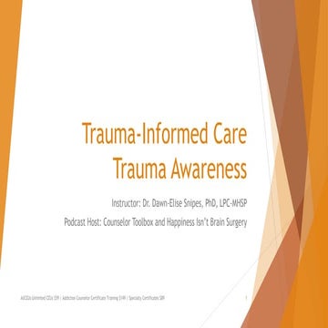 Trauma Informed Care: Trauma Awareness | PPTX