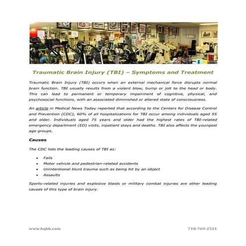 Traumatic Brain Injury (TBI) – Symptoms and Treatment | PDF