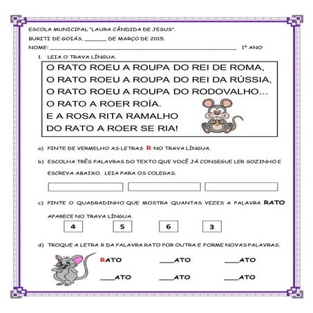 Quadro rotina 3º ano | PDF
