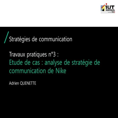 Etude de cas : stratégie de communication de Nike | PDF