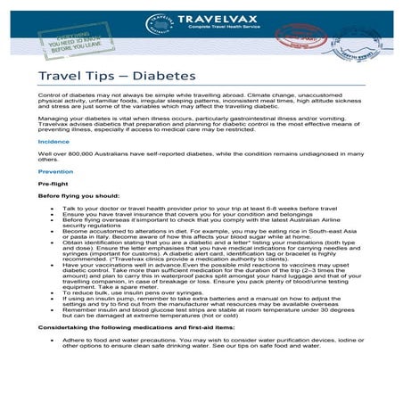 Travel tips---diabetes | PDF
