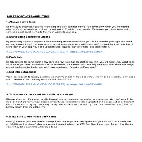 MUST-KNOW TRAVEL TIPS | PDF