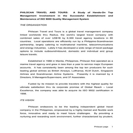 Travel company iso9001 implementation | DOC