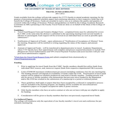 Travel Fund Allocation Guidelines | PDF