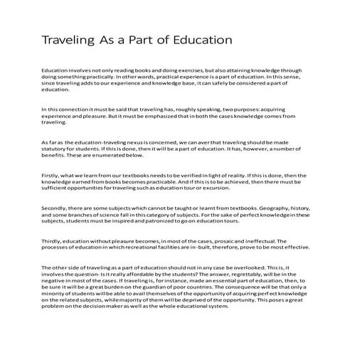 Traveling as a part of education | DOCX
