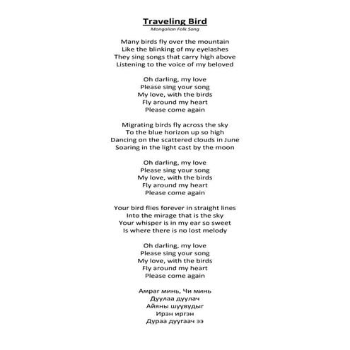 Traveling bird lyrics | PDF