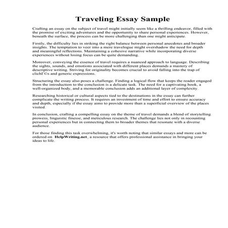 Traveling Essay Sample. Travelling Essay 100 Words - Grateful Study ...