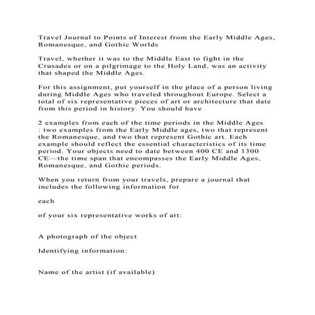 Assignment Travel Journal to Points of Interest from the Early Midd.docx
