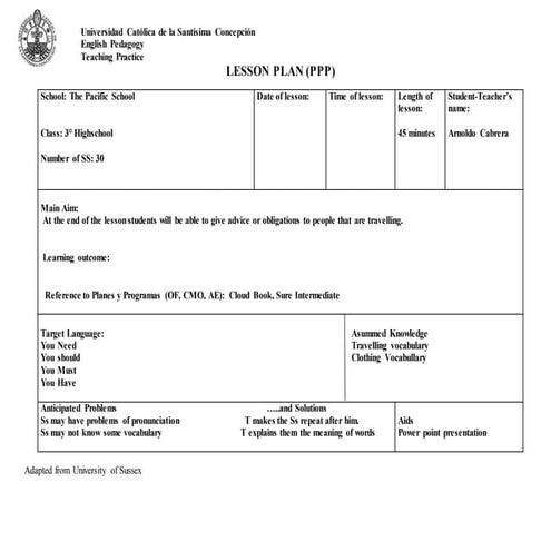 Travelling 1 lesson plan | DOCX