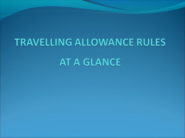 Transfer travelling allowance | PPT
