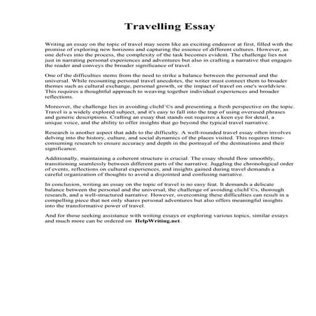 Travelling Essay. Virginia Highlands Community College | PDF | Travel