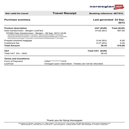 Travel receipt 6 etxvl | PDF