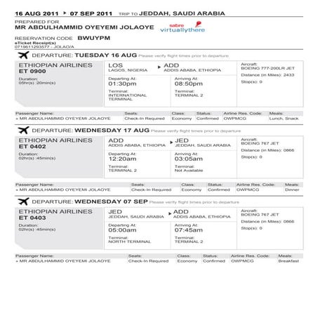 Travel Reservation August 16 | PDF