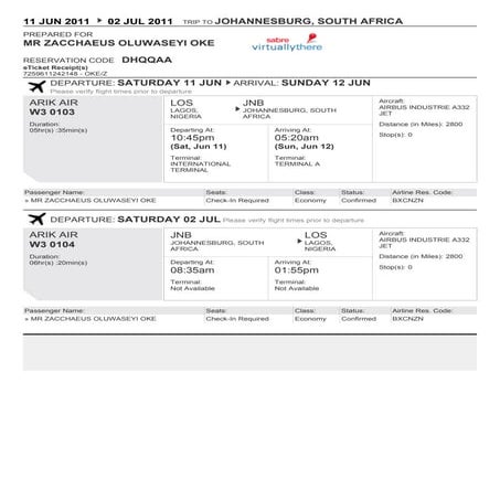 Travel Reservation June 11 | PDF