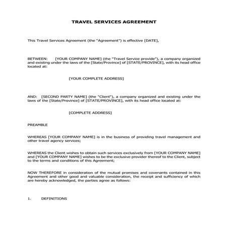 TRAVEL SERVICES AGREEMENT | PDF