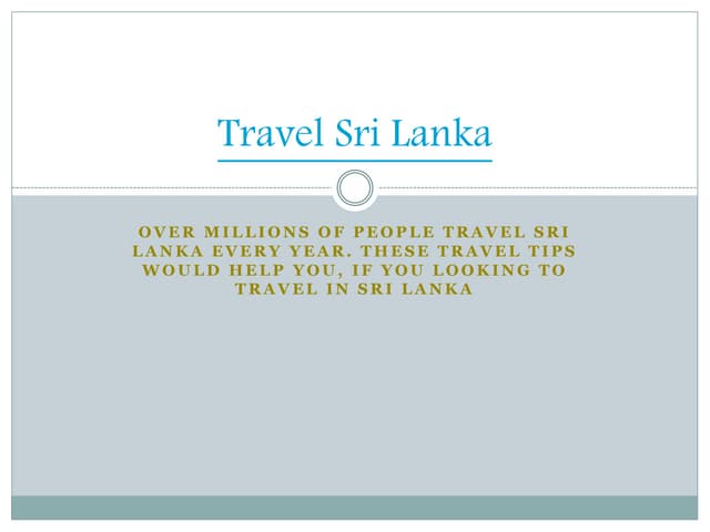 Tourism in srilanka | PPTX