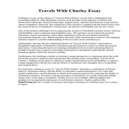 Travels With Charley Essay | PDF
